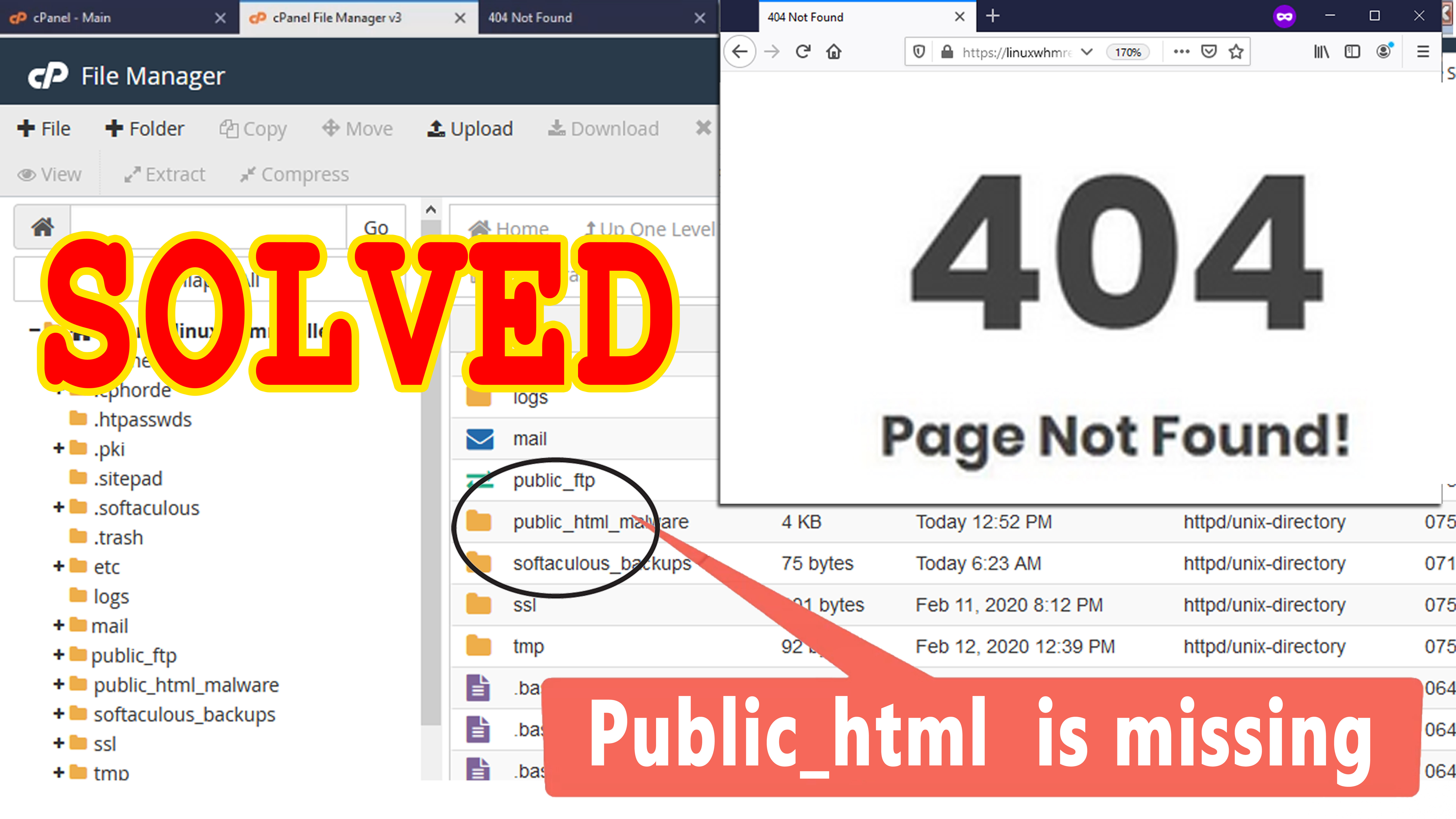 How To Fix 404 Page Not Found Error In My Website Public html Missing 