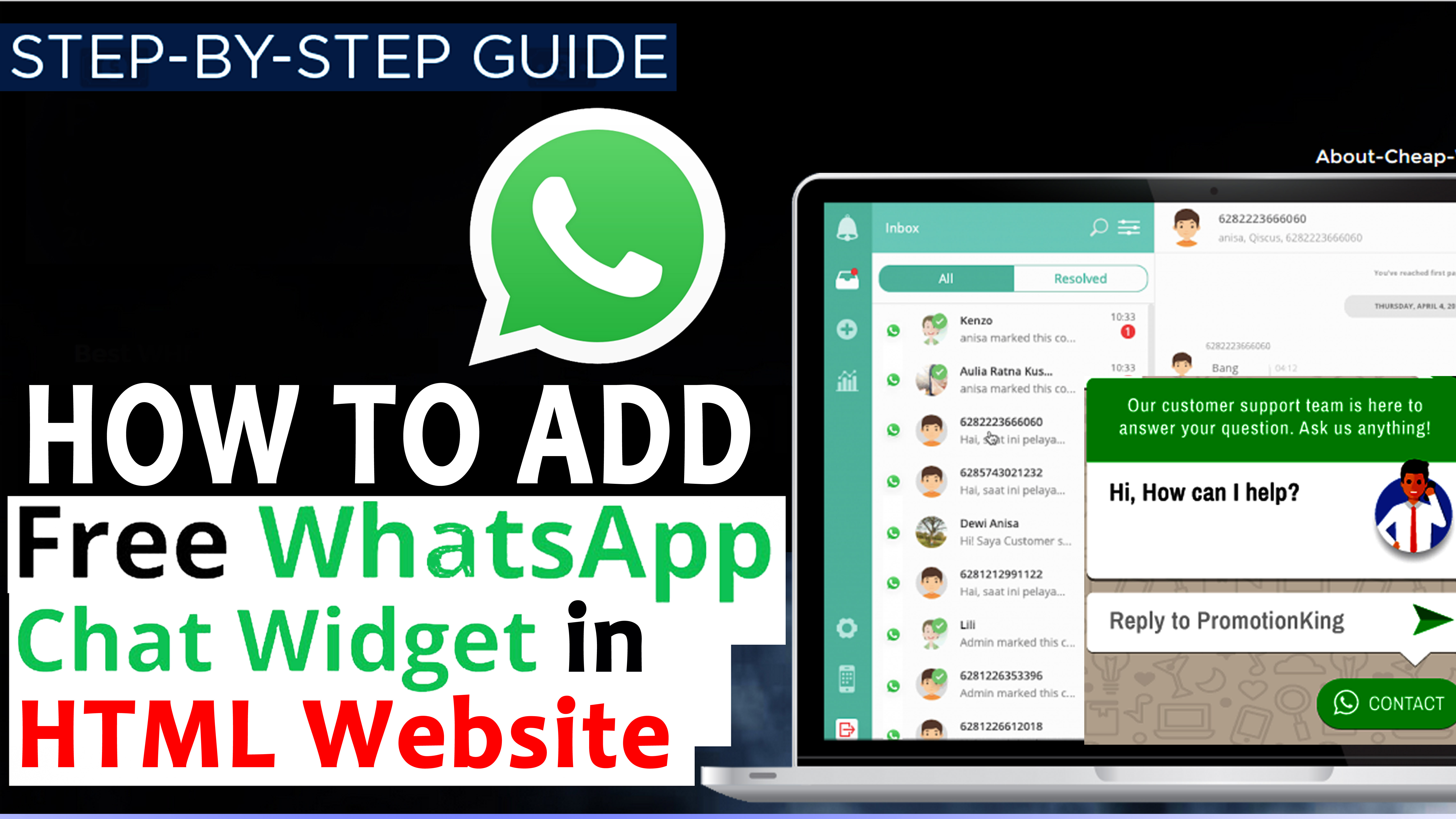 How To Add Whatsapp Live Chat Code To Your HTML Website STEP BY STEP 